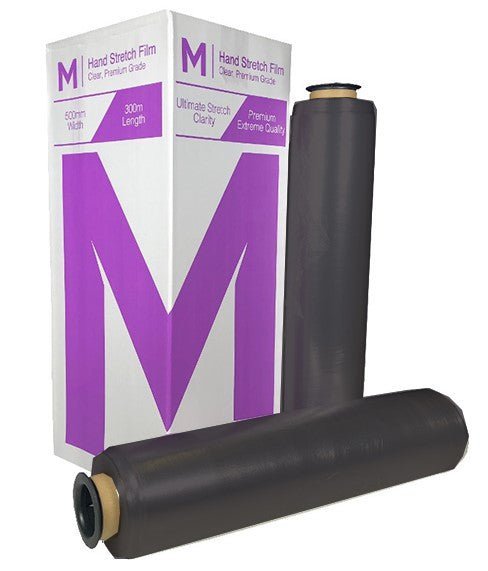 Cast Hand Stretch Film - Black, 500mm x 300m x 20mu - 4 Rolls + 4 Free ...
