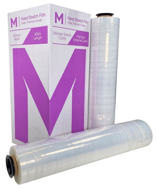 Cast Hand Stretch Film - Clear, 500mm x 300m x 20mu - 4 Rolls + 4 Free ...
