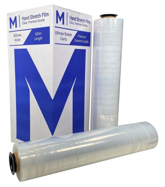 Cast Hand Stretch Film - Clear, 500mm x 300m x 23mu - 4 Rolls + 4 Free ...